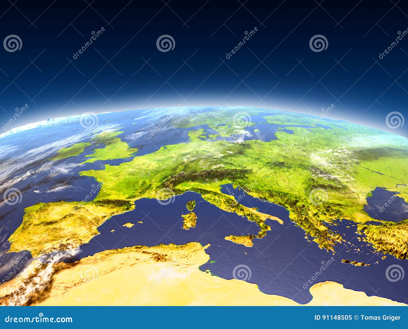 Europe from space stock illustration. Illustration of science - 91148505