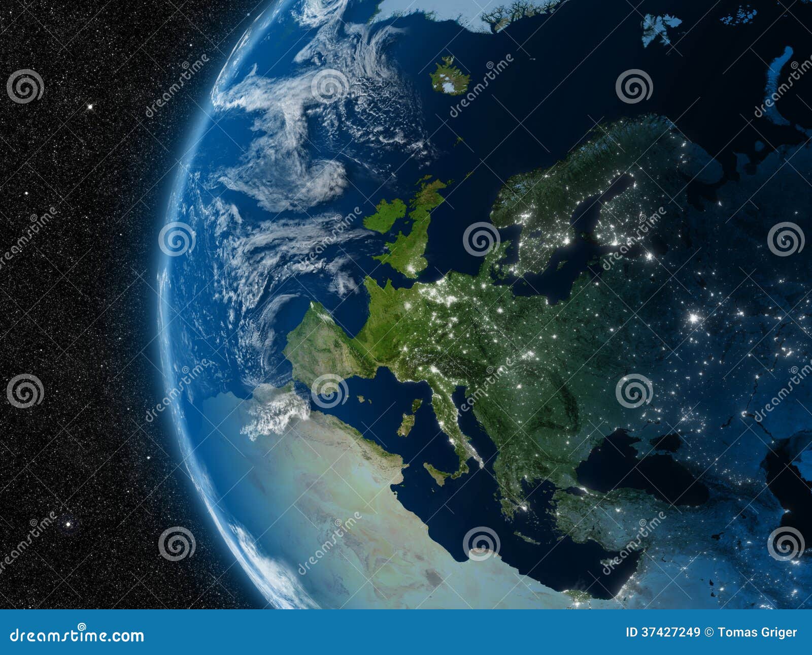 Europe from space stock illustration. Illustration of planet - 37427249