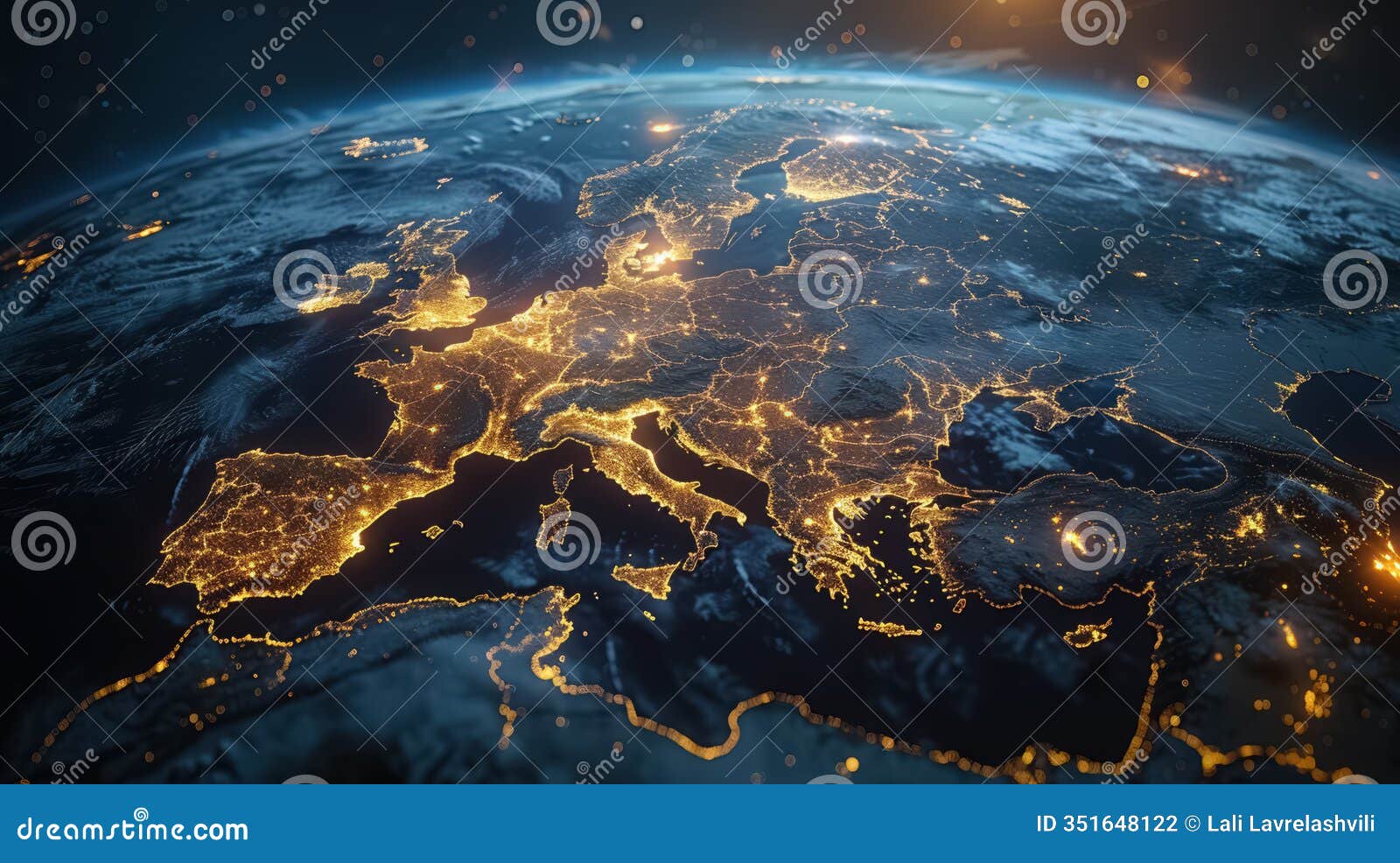 Europe from space at night stock illustration. Illustration of planet ...