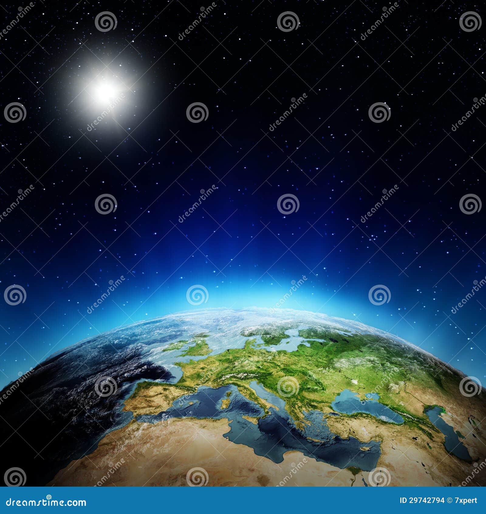 Europe sunrise stock illustration. Illustration of glow - 29742794