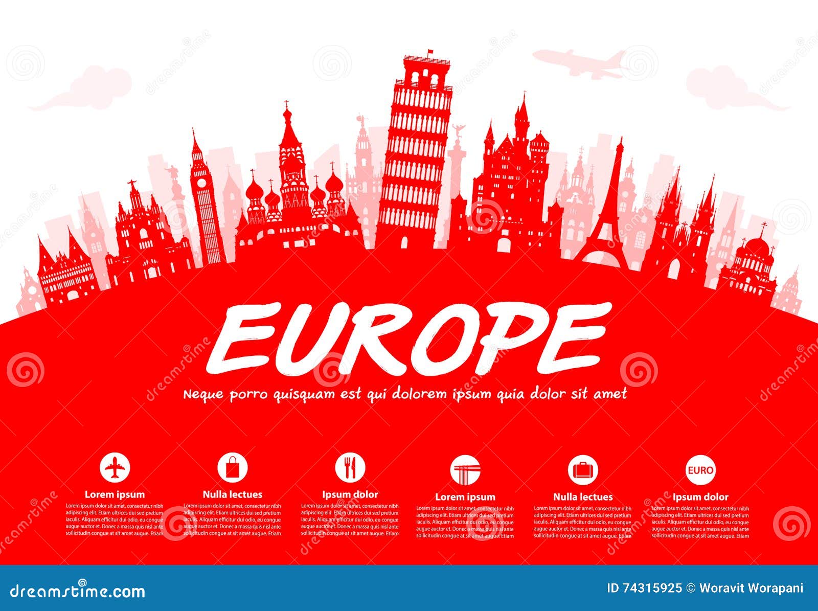 Europe Travel Landmarks. stock vector. Illustration of berlin - 74315925