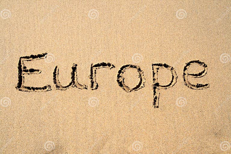 Europe, Written on a Beach. Stock Image - Image of handwriting ...
