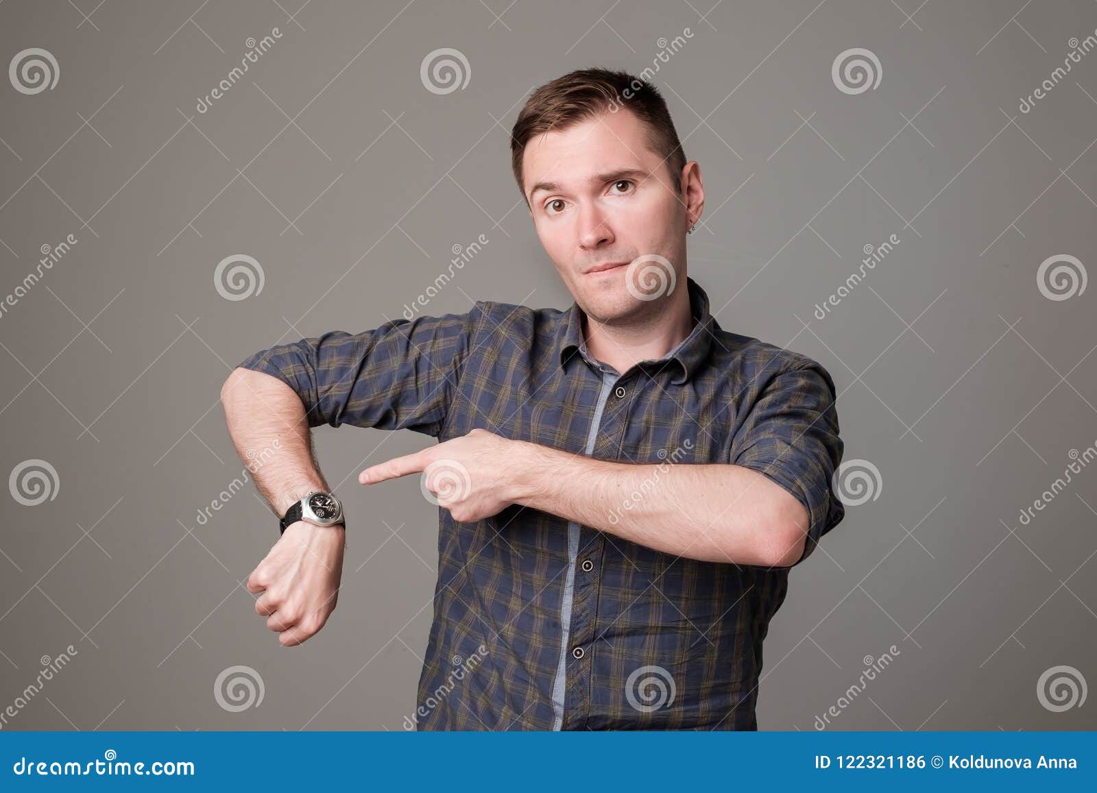 European Angry Man Checking a Time. Stock Photo - Image of panic ...