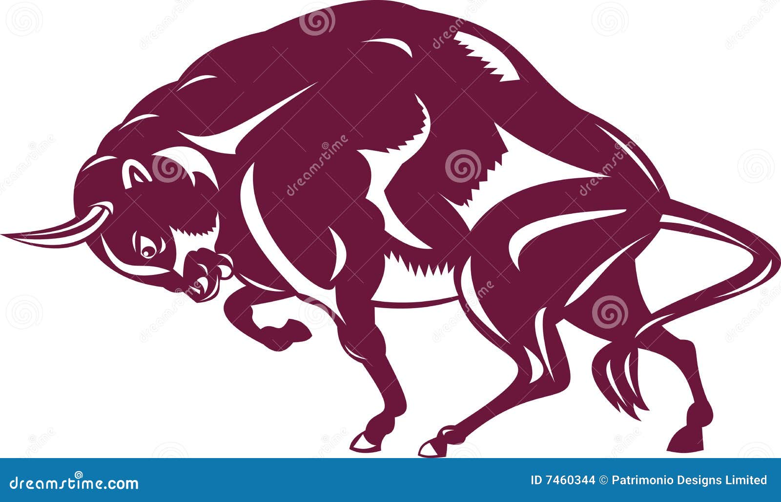 European Bison Hand Drawn With Contour Lines On White Background ...