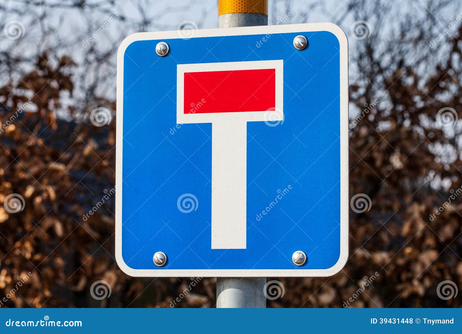 European Blue Dead End Traffic Sign Stock Photo - Image of failure ...
