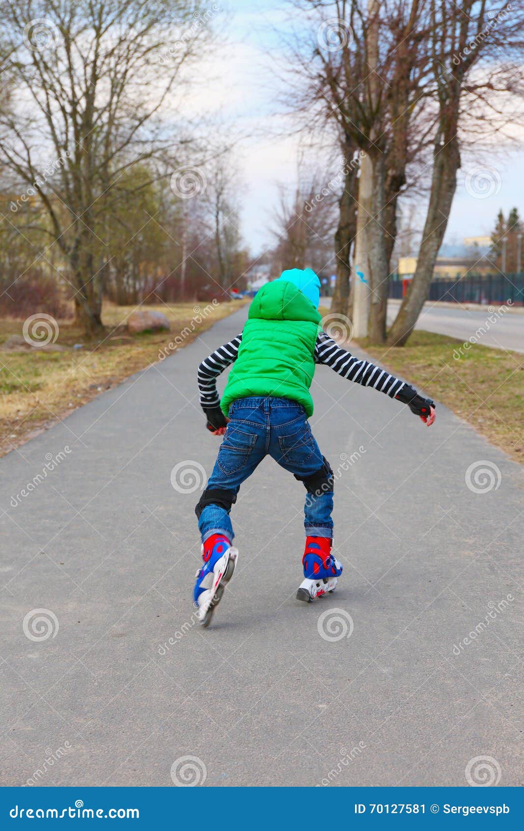 European Boy Riding on Roller Skates Stock Image - Image of protective ...
