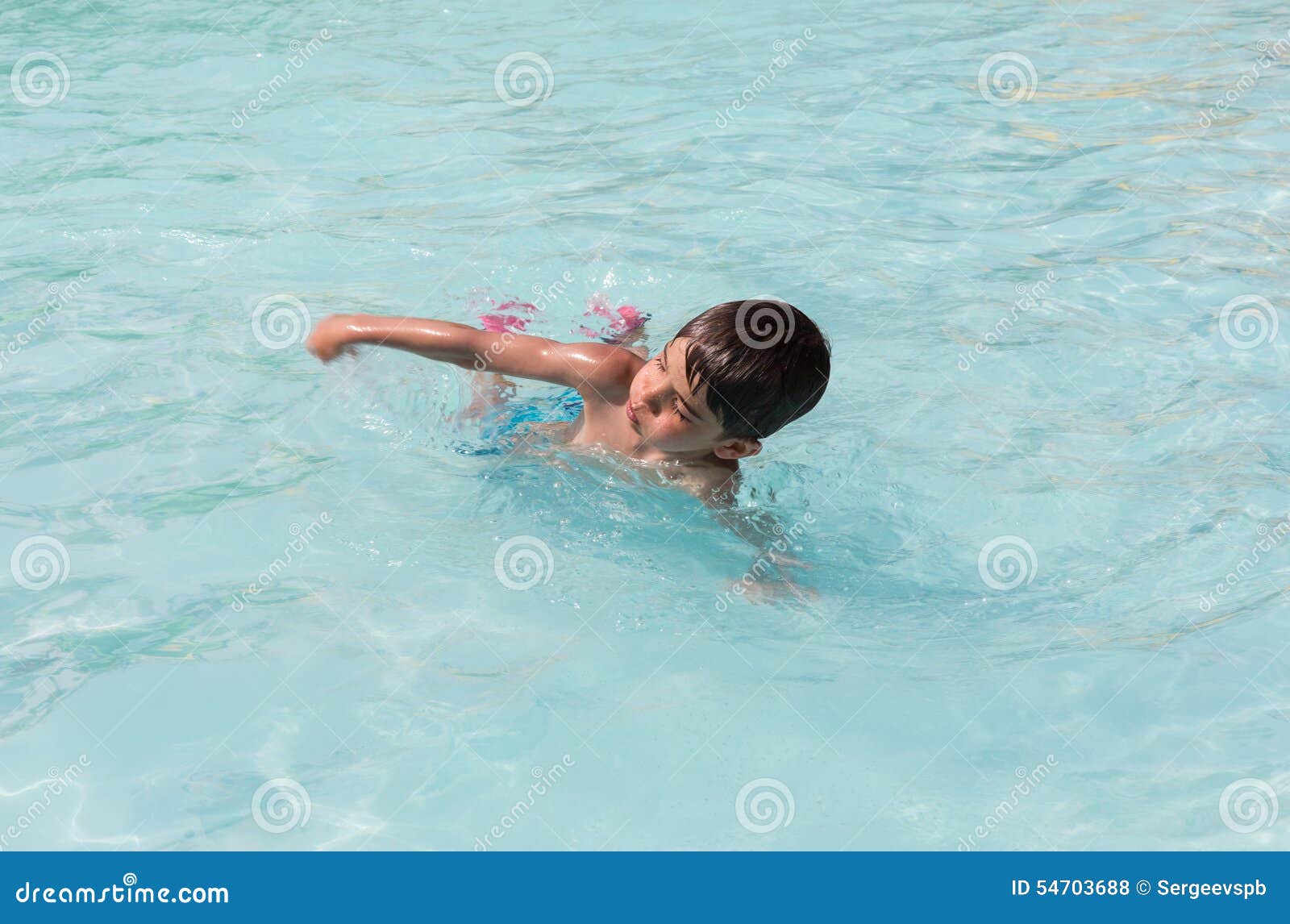 European Boy Swimming in the Pool Stock Photo - Image of park, rest ...