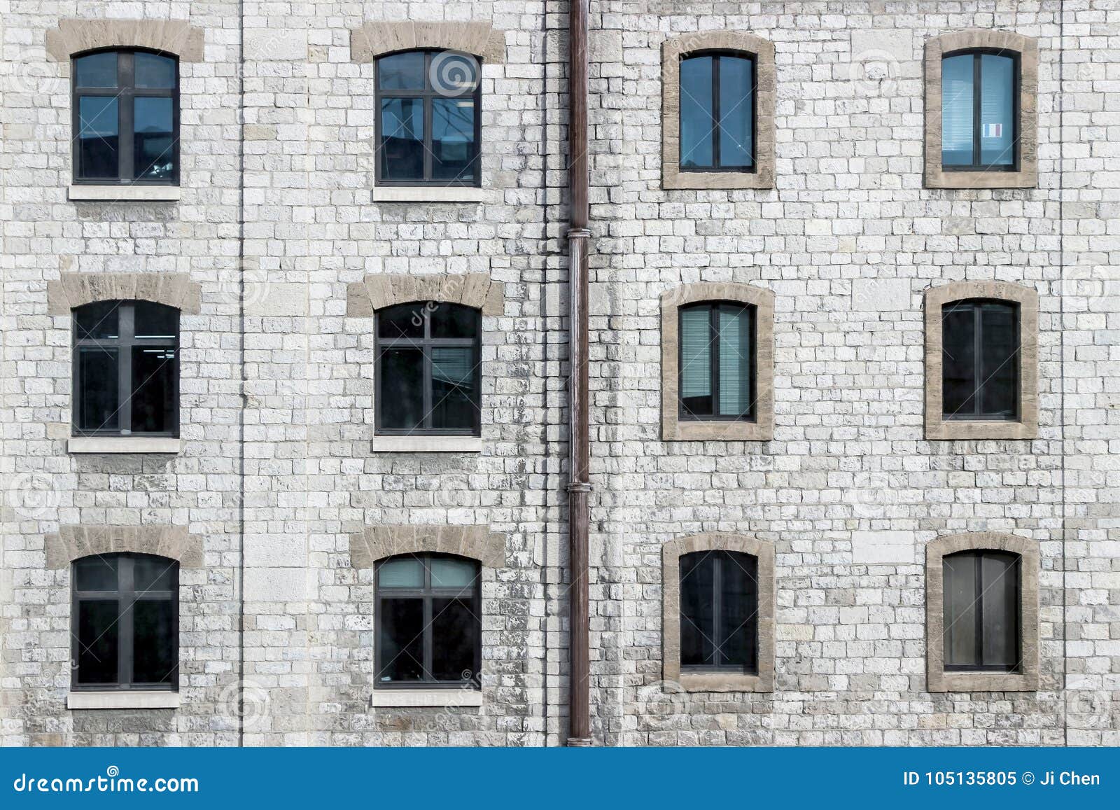Building Facade with Multiple Windows Stock Image - Image of ladder ...