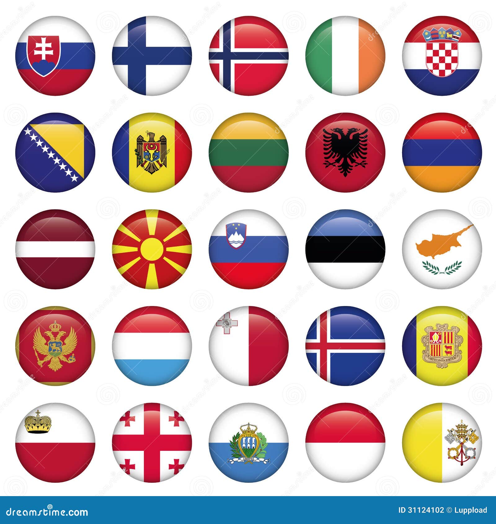 European Buttons Round Flags Stock Vector - Illustration of georgia ...