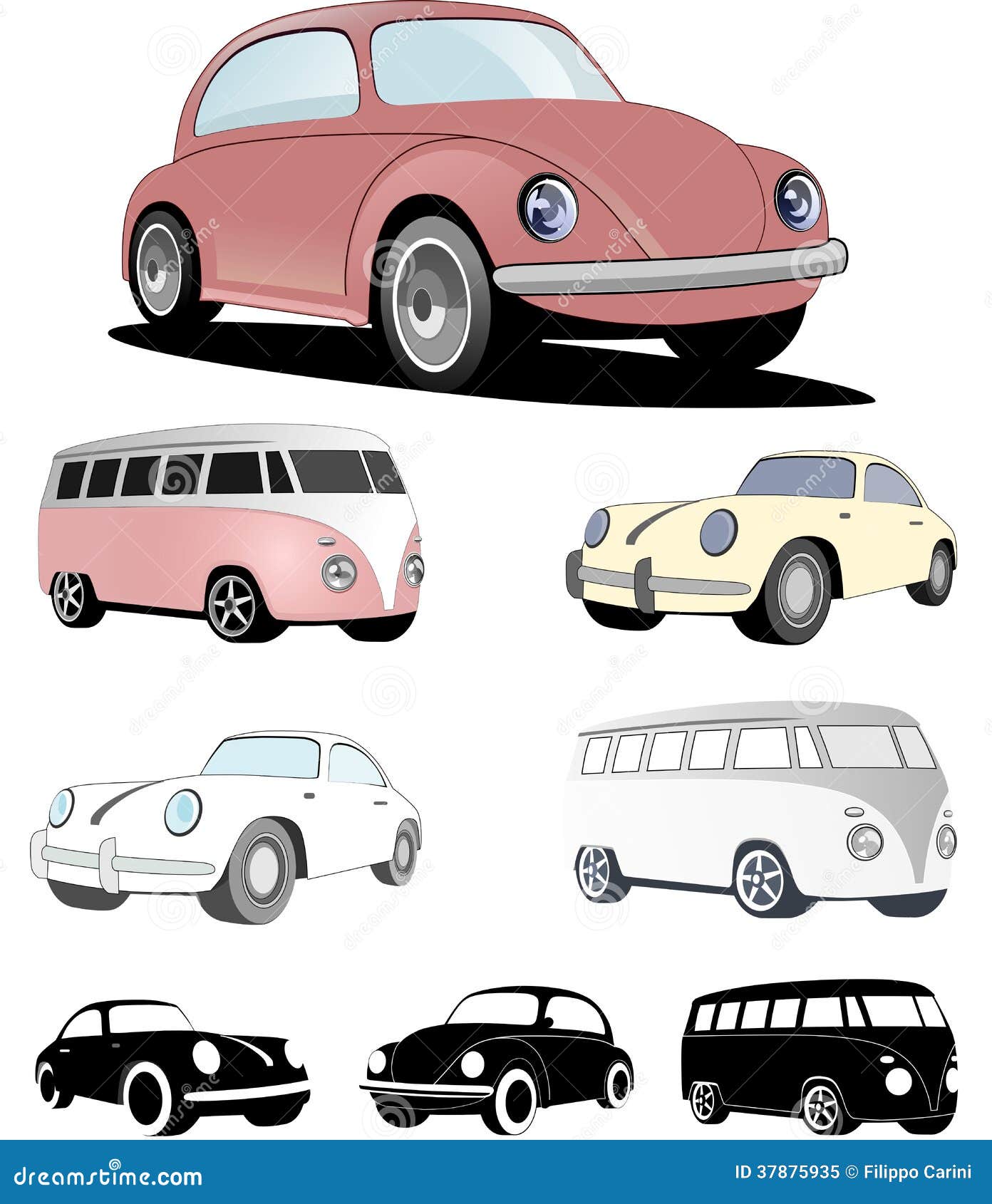 European Car Design of the Past Stock Illustration - Illustration of ...