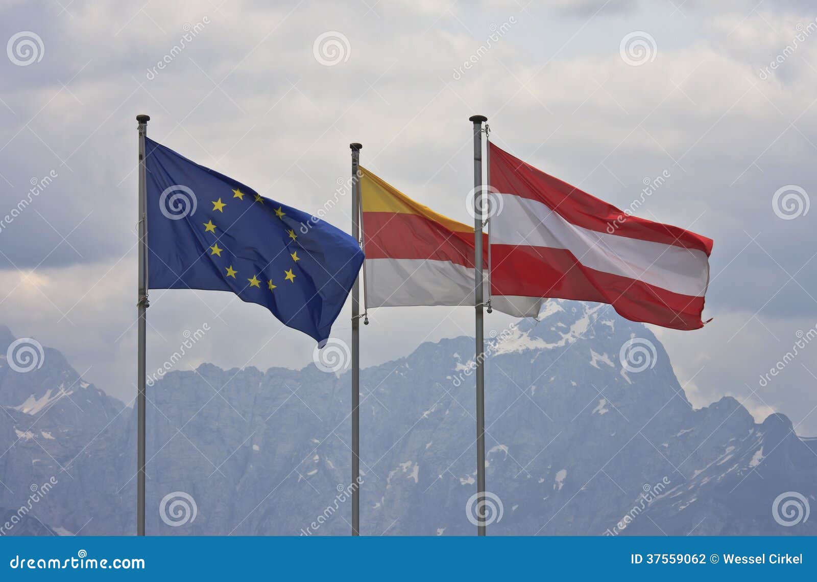 European, Carinthian and Austrian Flag Stock Photo - Image of outside ...