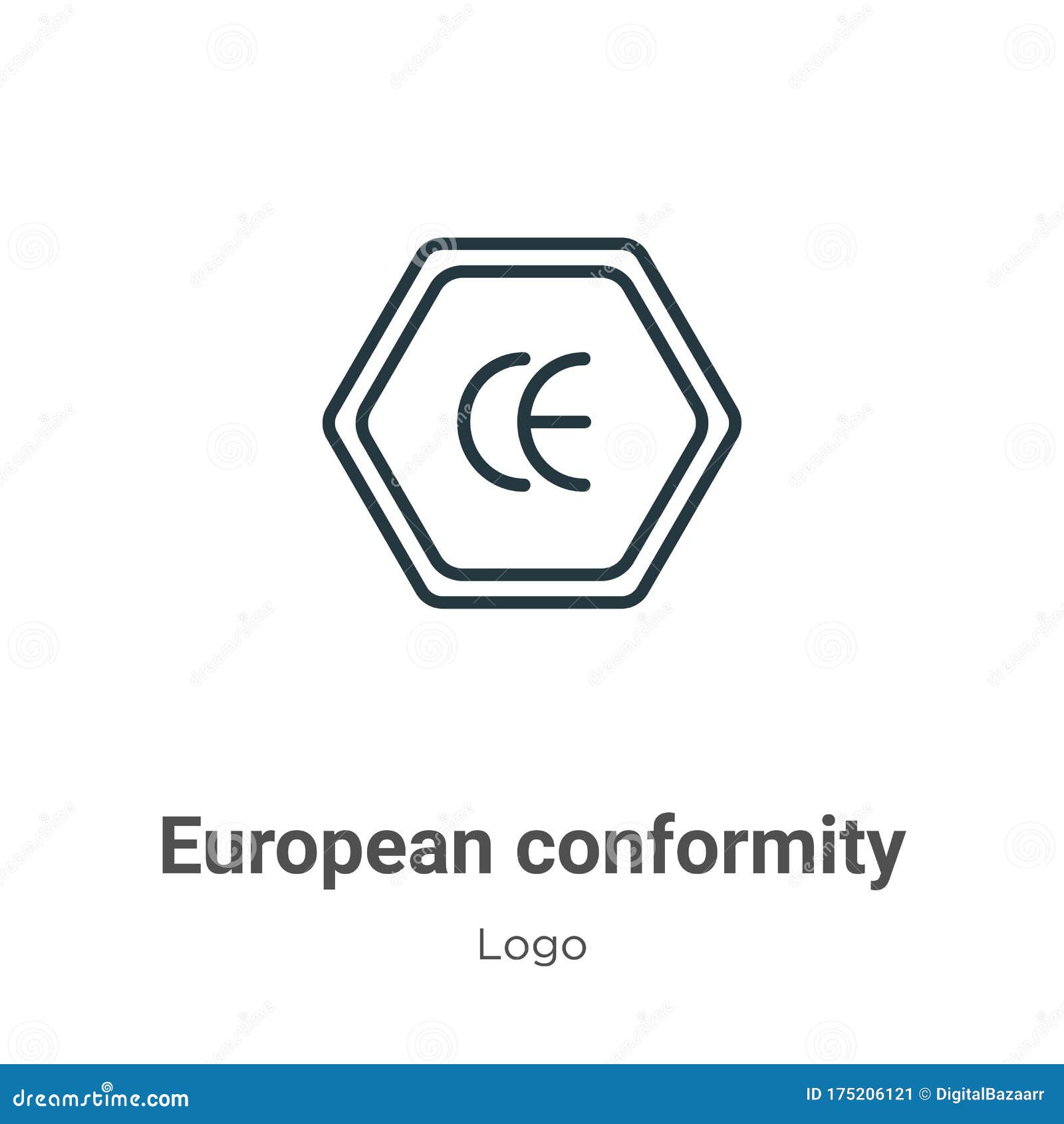 European Conformity Outline Vector Icon. Thin Line Black European ...