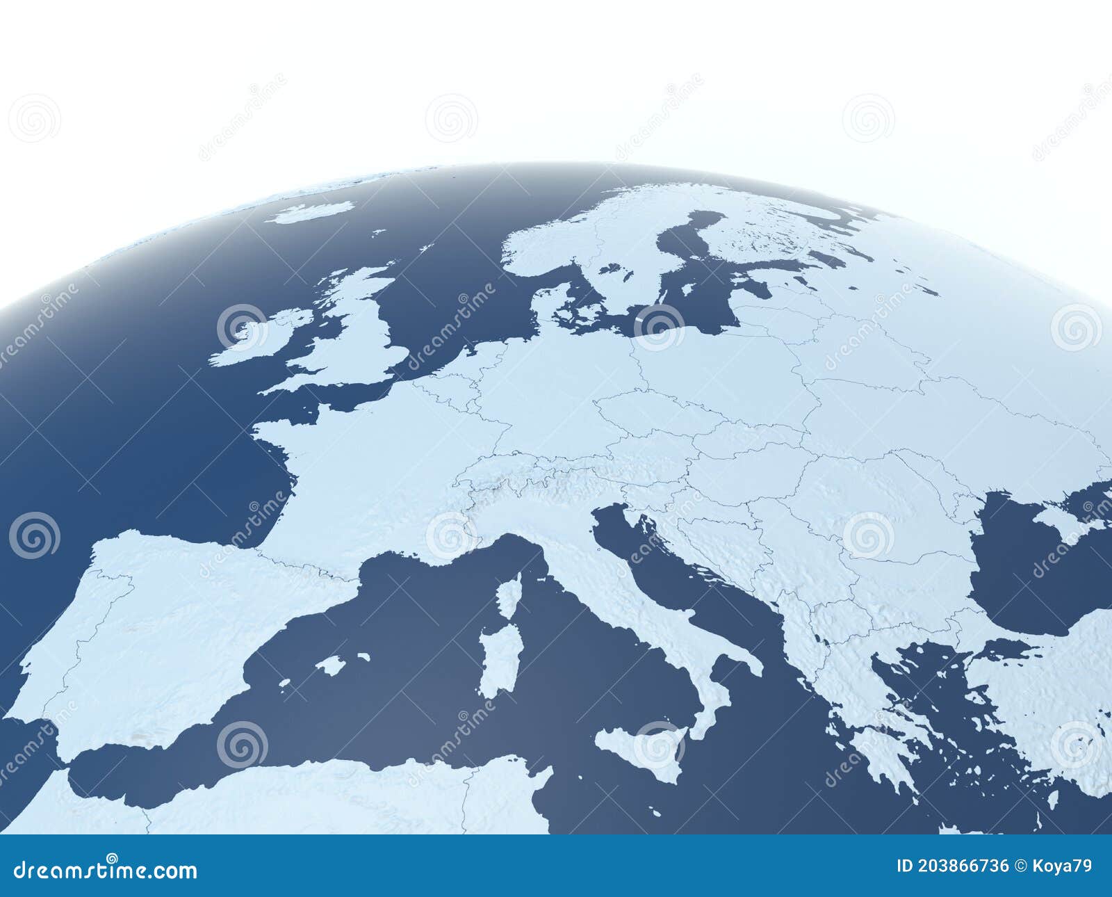European Countries 3d Illustration, European Continent with Visible ...