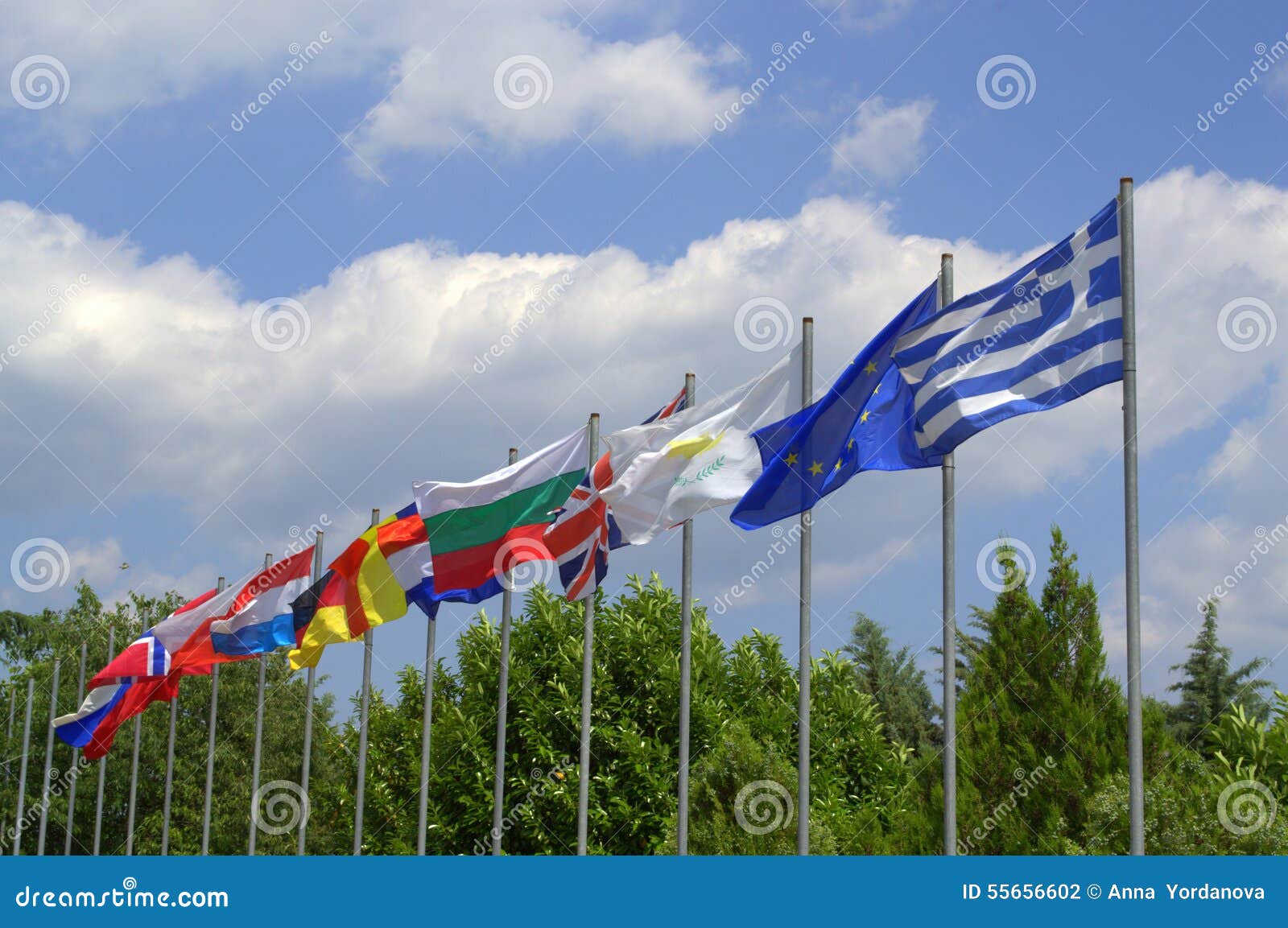 European Countries Flags Waving Stock Photo - Image of national, sign ...