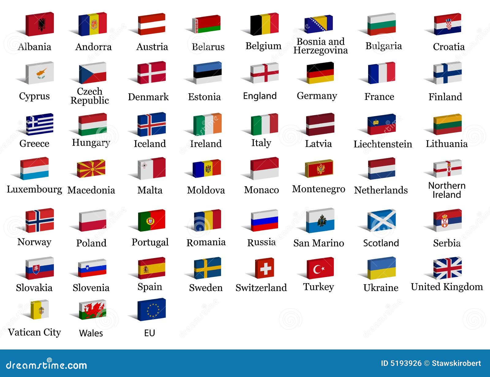 European country 3d flags stock vector. Illustration of luxembourg ...