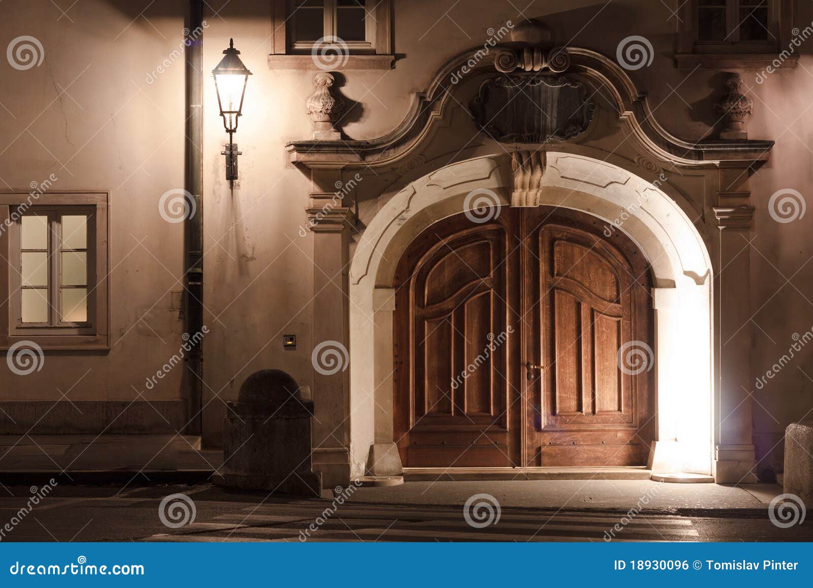 European doors at night stock photo. Image of color, doorway - 18930096