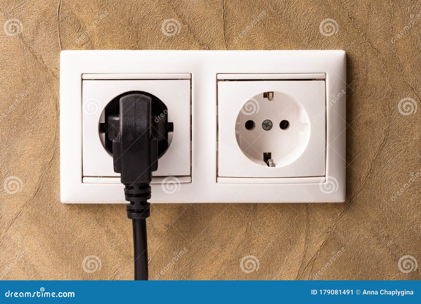 European Double White Electrical Outlet Socket, Device Connected ...