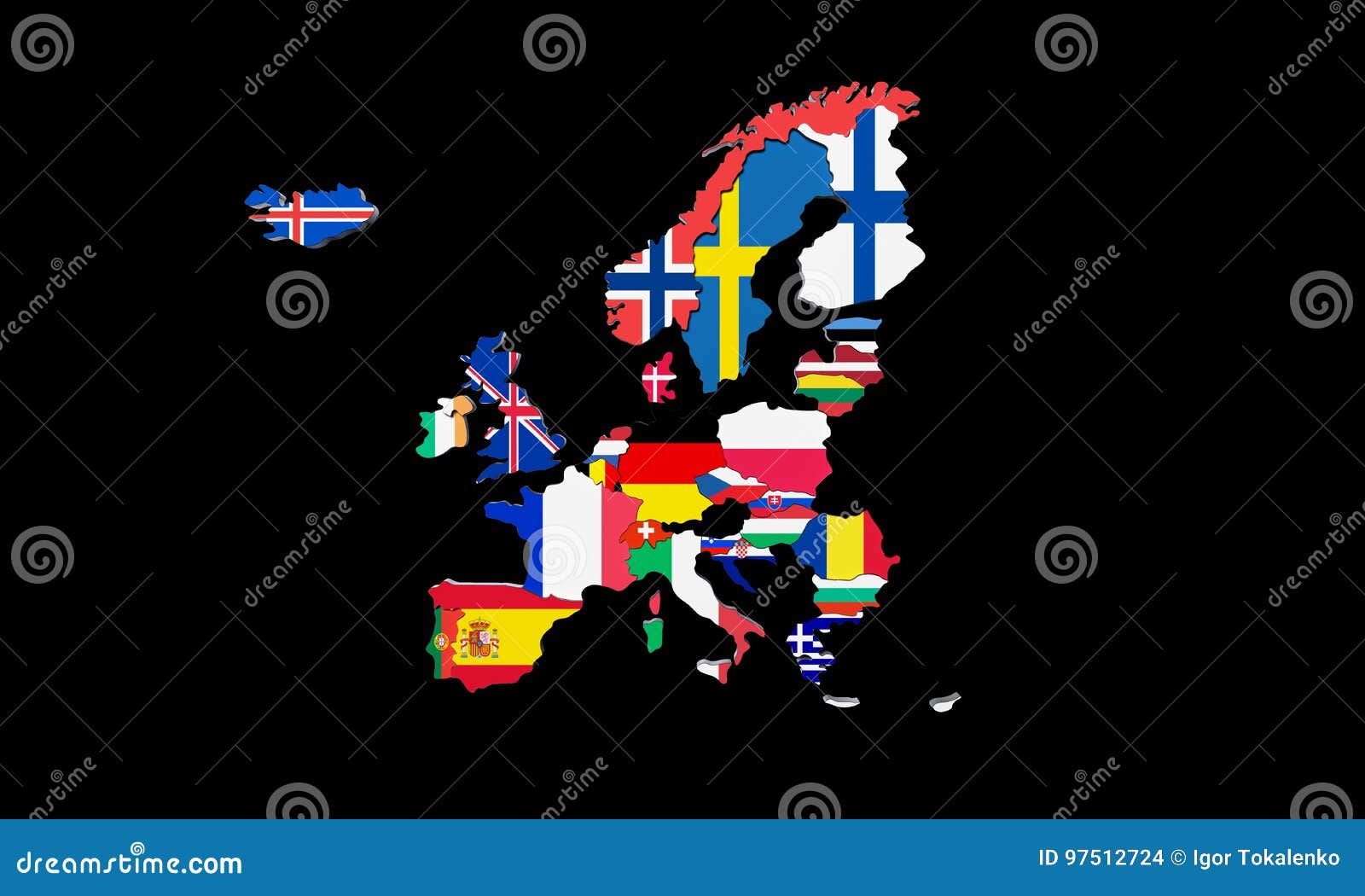 European Economic Area 3d Render Map Stock Illustration - Illustration ...