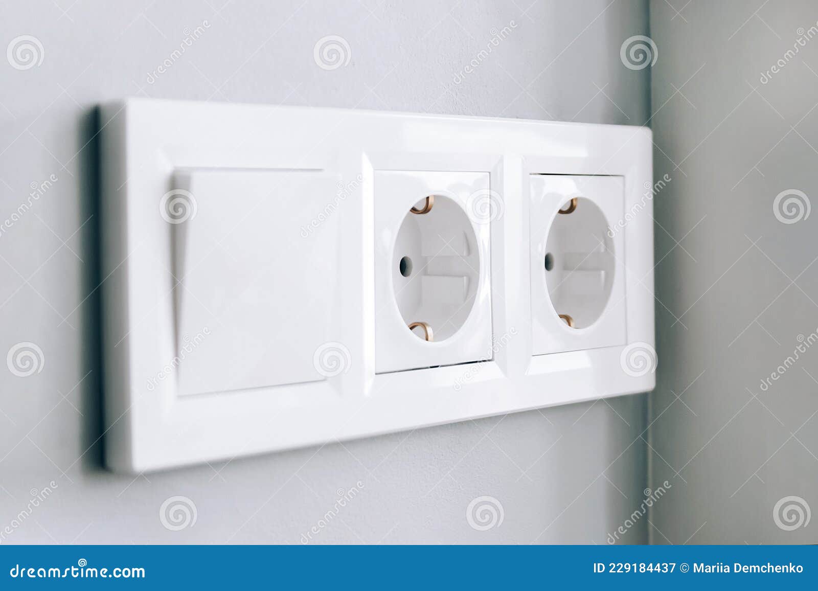 European Electrical Outlets and Switch Stock Image - Image of modern ...