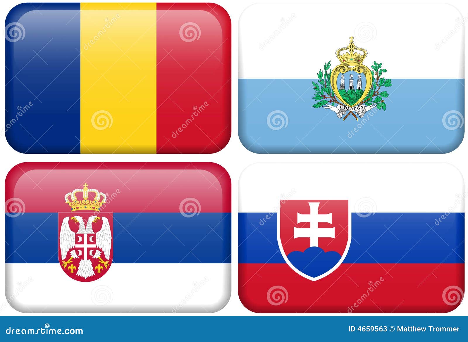 European Flag Buttons: RO, SM, SER, SVK Stock Illustration ...
