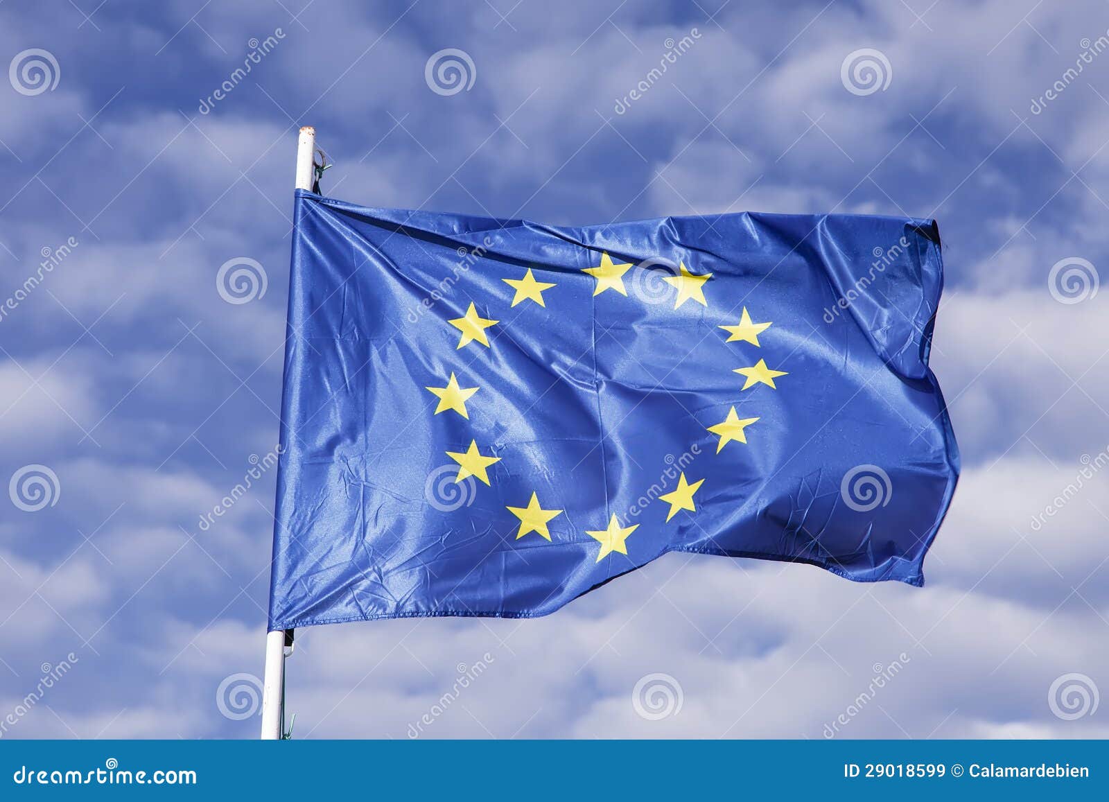 European Flag Waving in the Wind Stock Image - Image of textile, flag ...