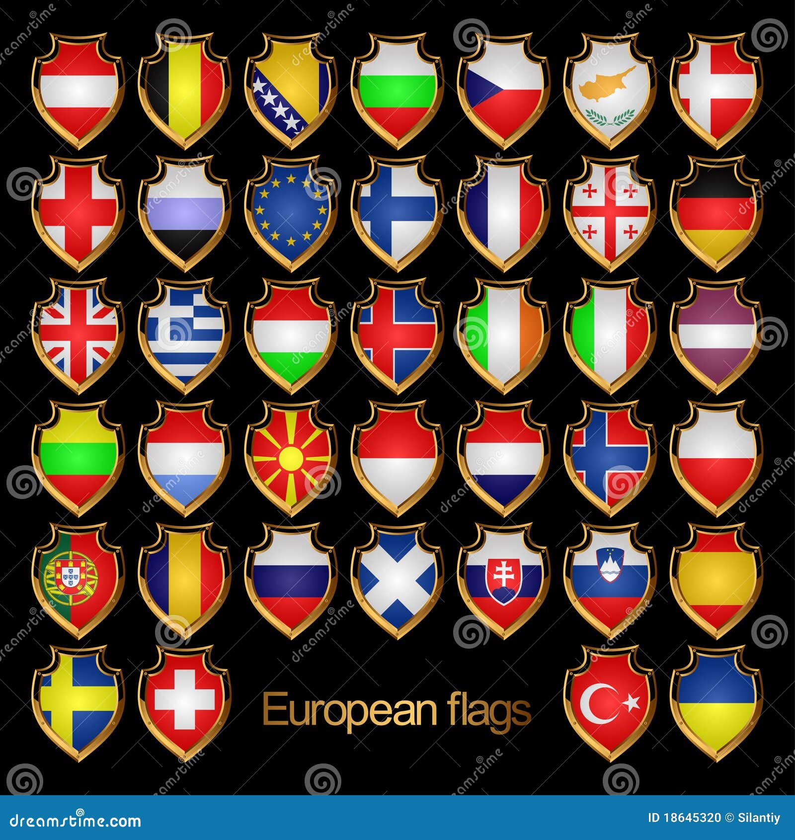 European flags-badges. stock vector. Illustration of medal - 18645320