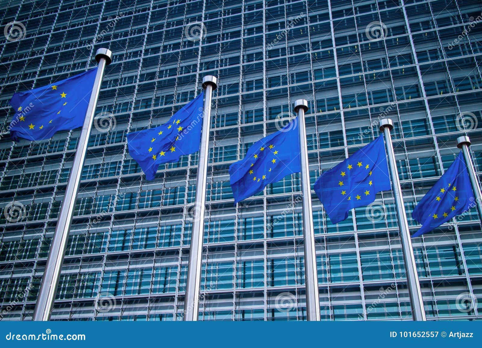 European Flags in Front of the Berlaymont Building Stock Image - Image ...
