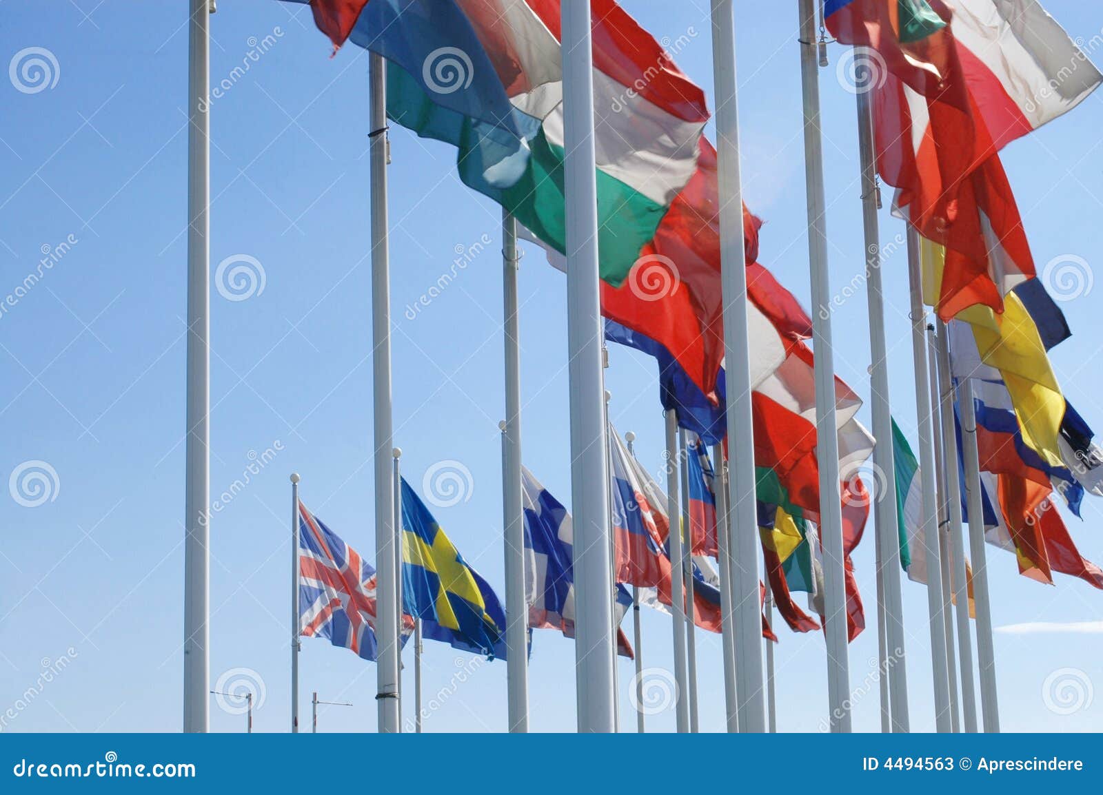 European flags in the wind stock image. Image of federal - 4494563