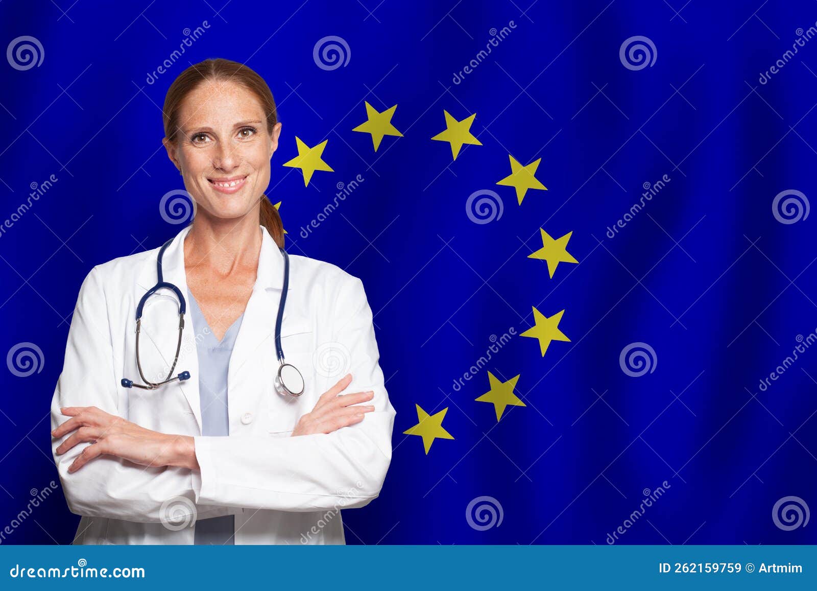 European General Practitioner Doctor on the Flag of EU Stock Image ...