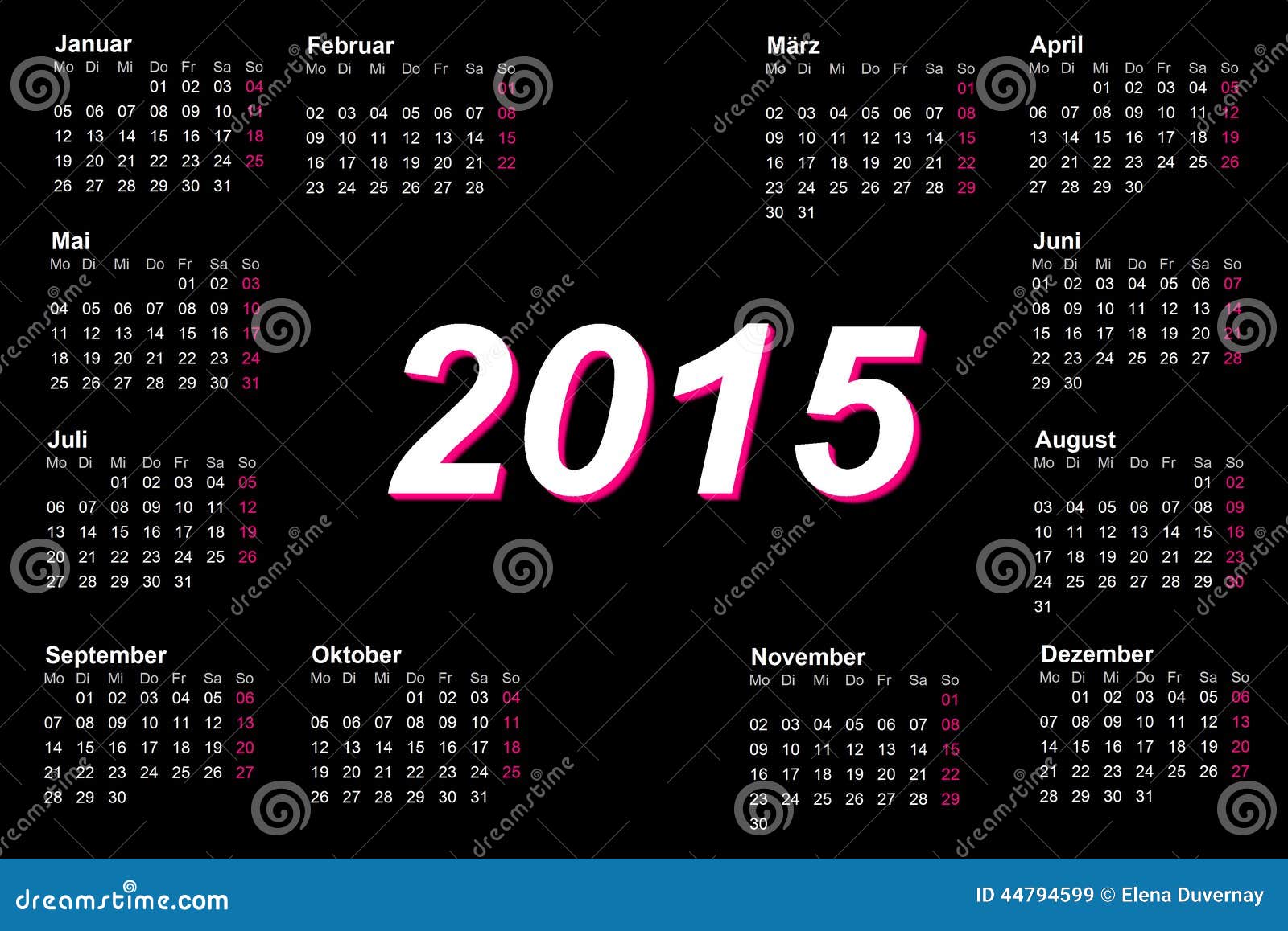 Set Of German 2015, 2016, 2017 Color Vector Calendars | CartoonDealer ...