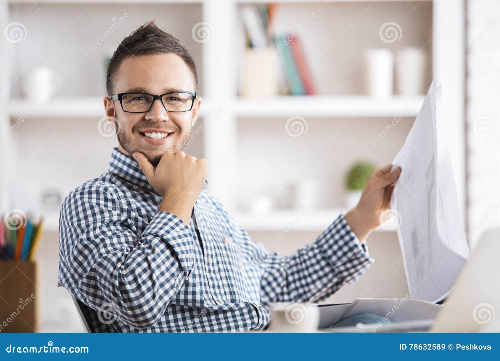 European Guy Doing Paperwork Stock Image - Image of drawing, estate ...
