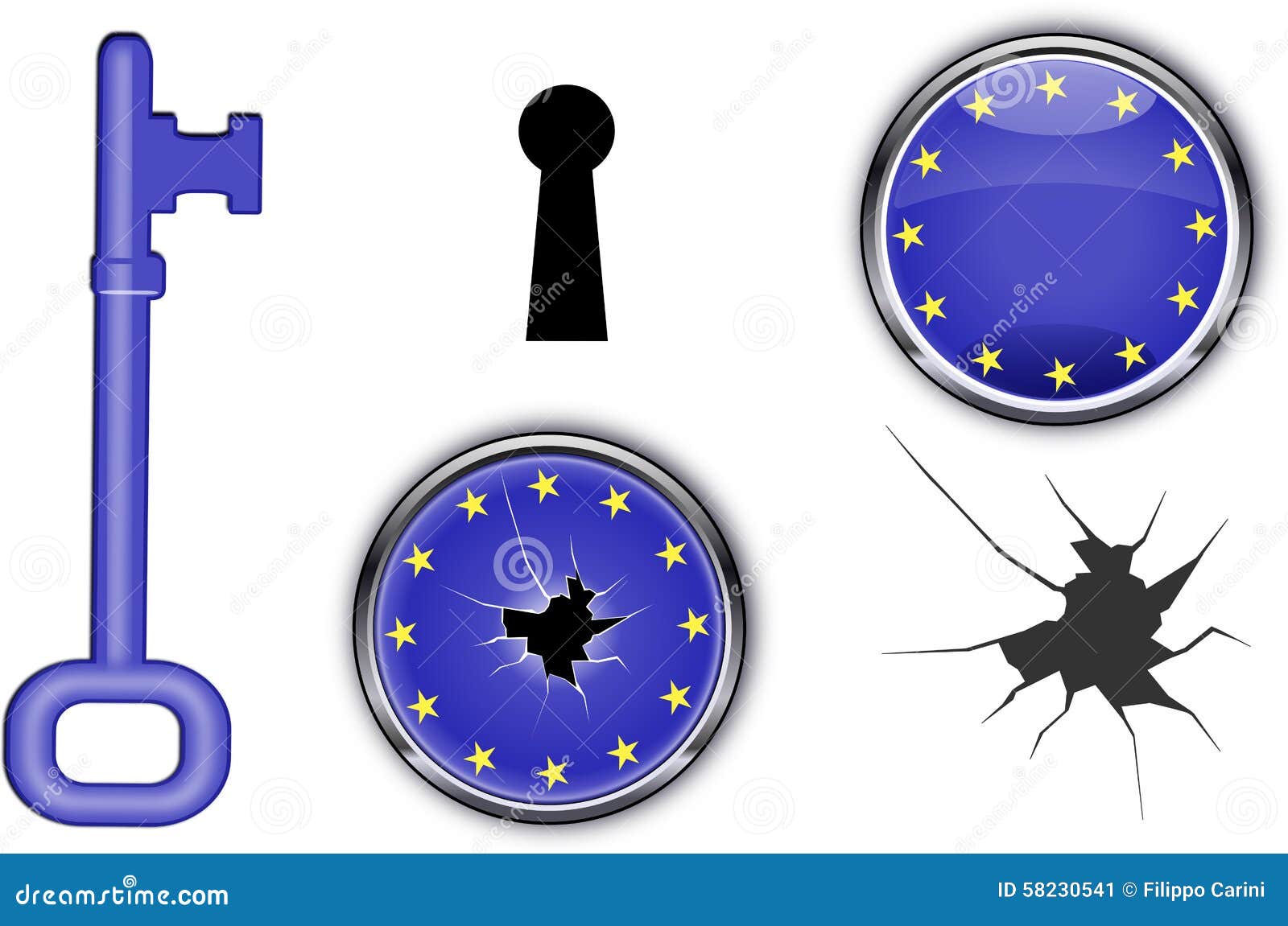 European Key and crack stock illustration. Illustration of stars - 58230541
