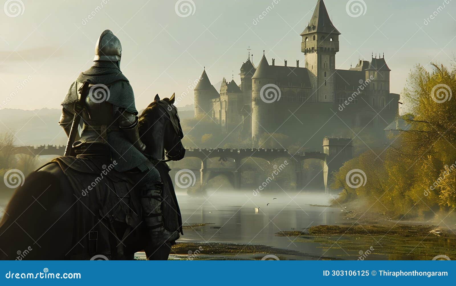 European Knight in the Castle Stock Illustration - Illustration of ...