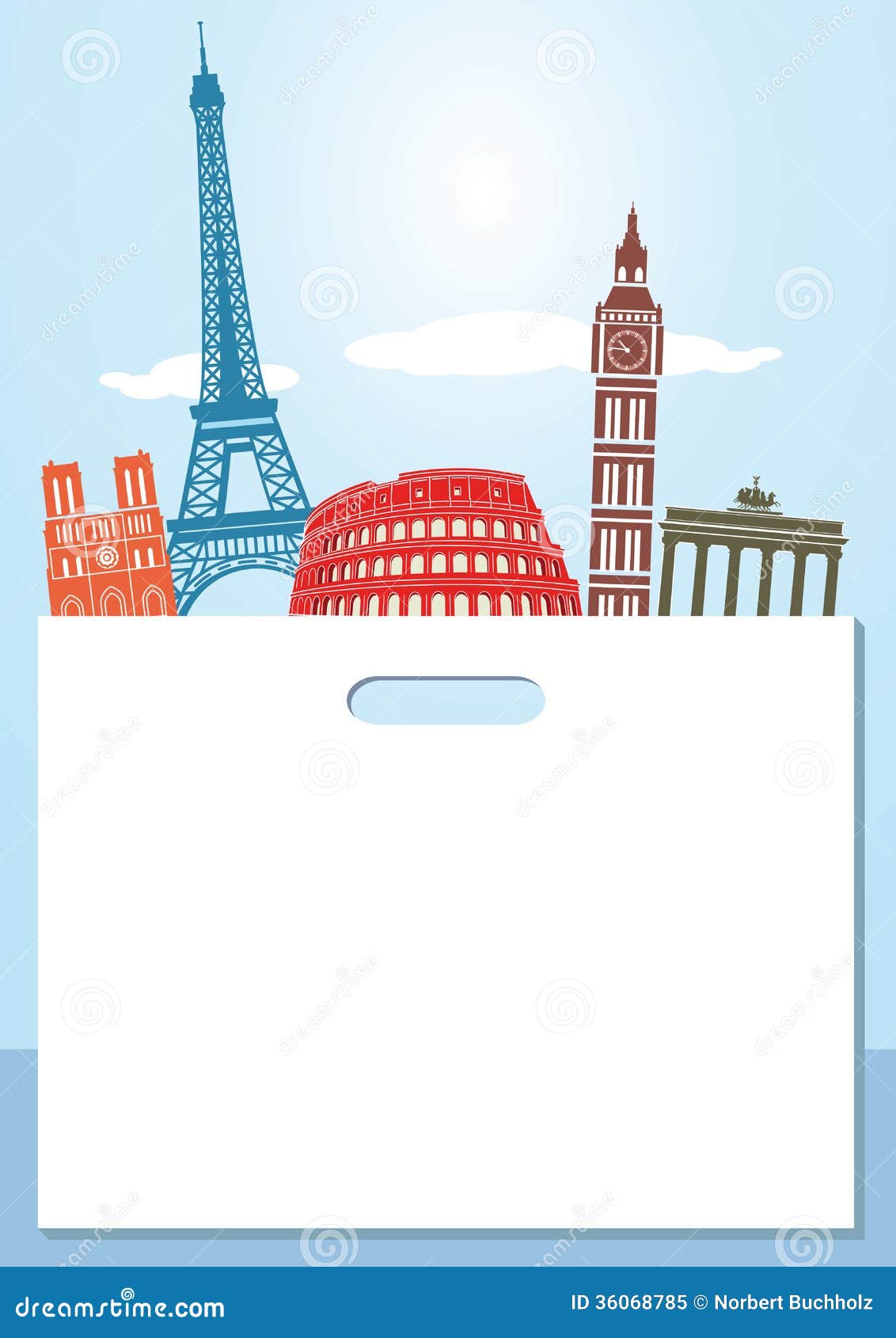European Landmarks Background Stock Vector - Illustration of background ...