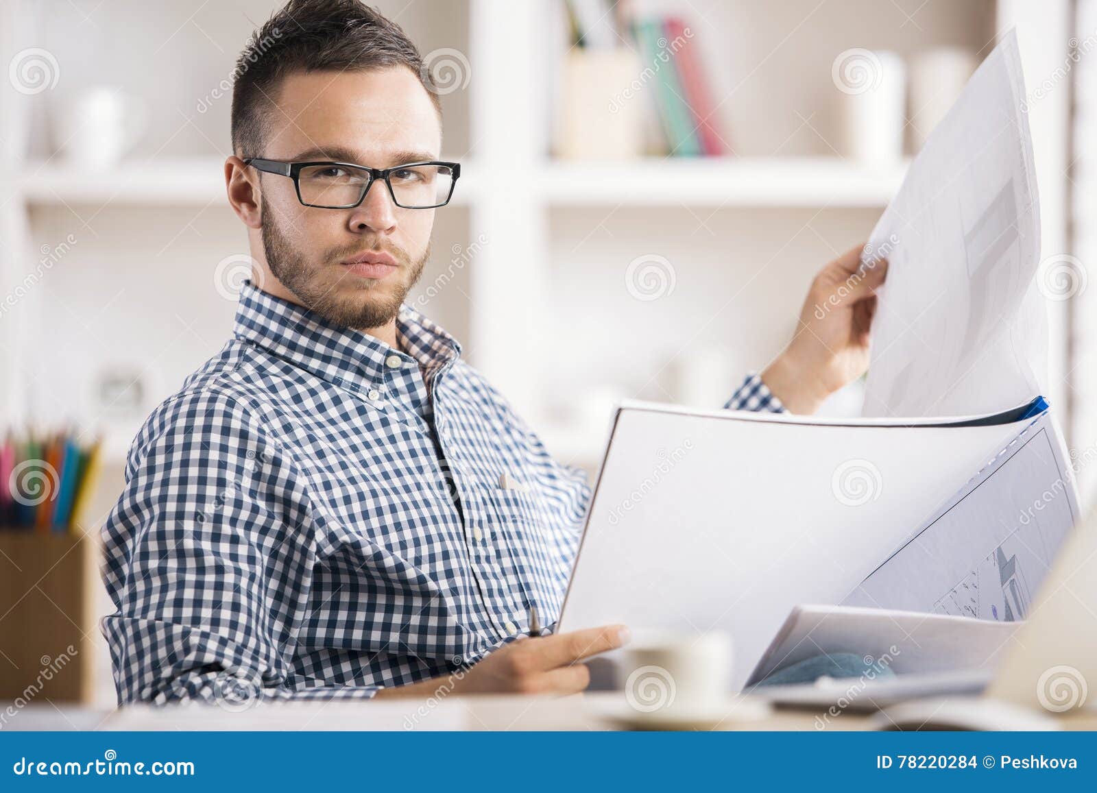 European Man Doing Paperwork Stock Photo - Image of engineering ...