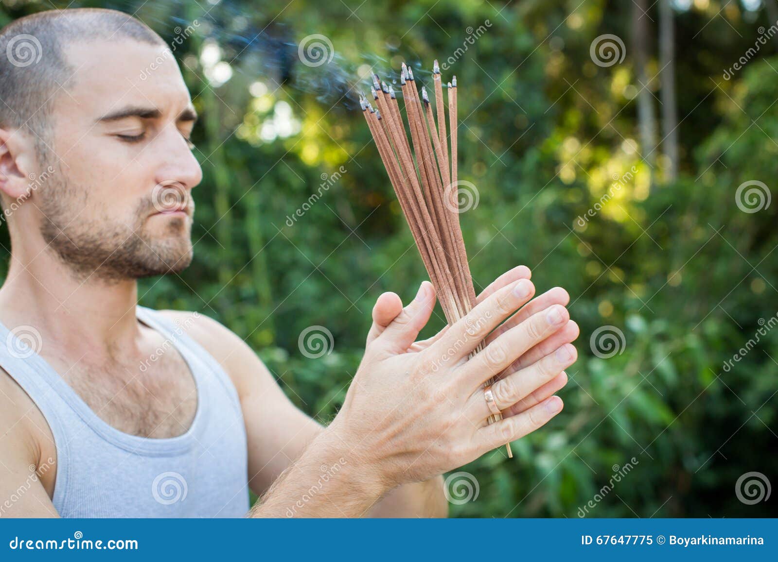 European Man Holding Incense in His Hand Stock Image - Image of incense ...