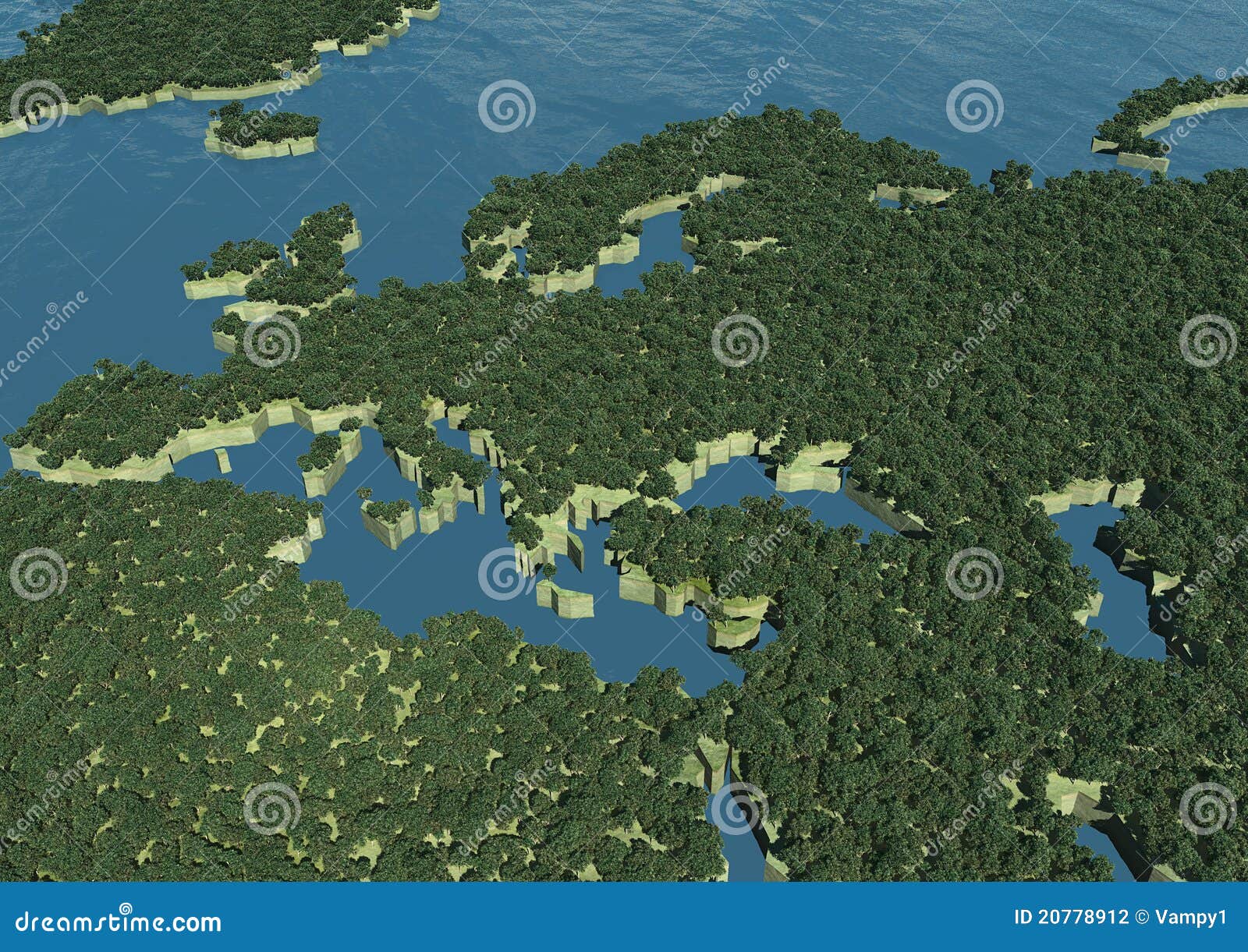 European Map Covered with Trees Stock Illustration - Illustration of ...