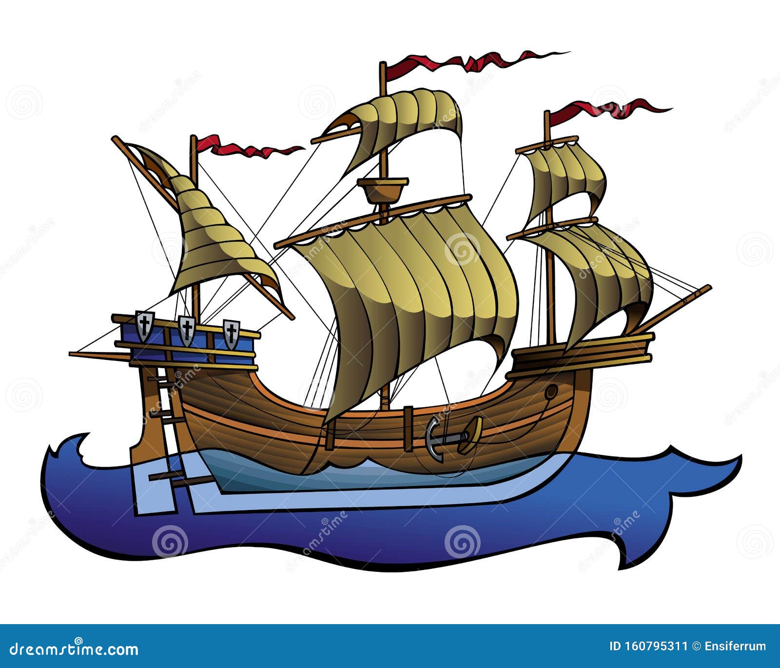 European medieval ship stock vector. Illustration of trip - 160795311