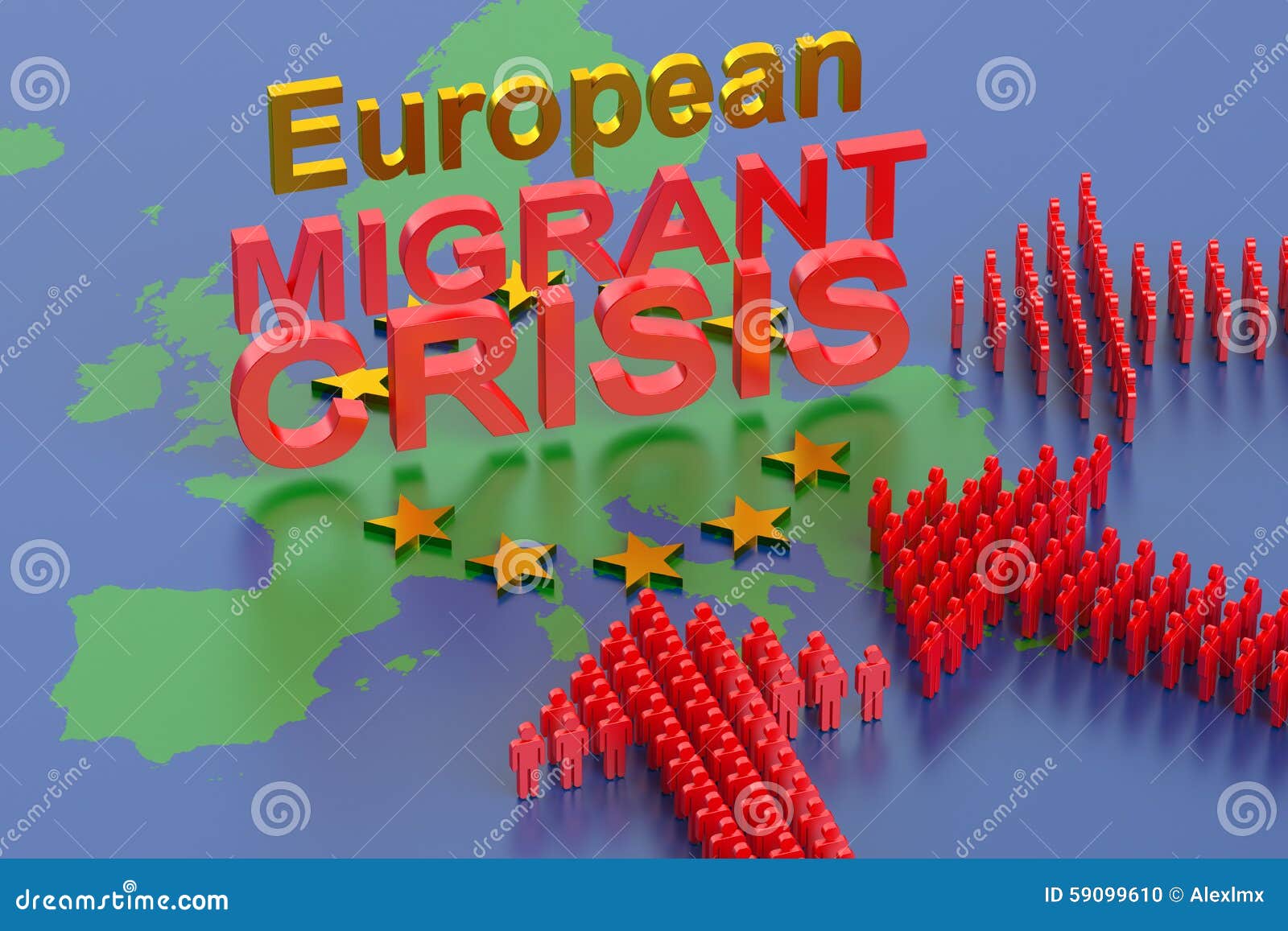 European Migrant Crisis stock illustration. Illustration of europe ...