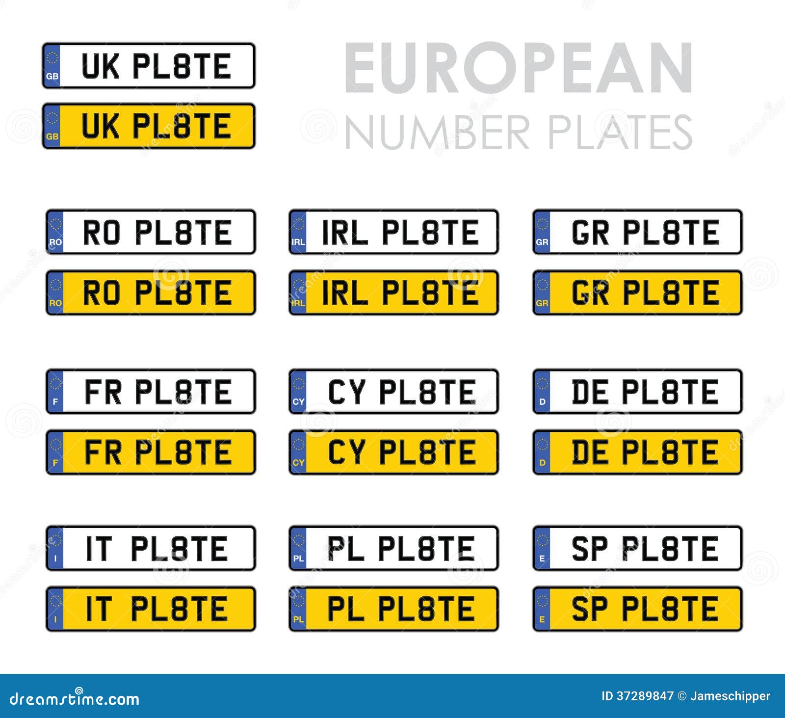 Set Of European Number Plates. Cartoon Vector | CartoonDealer.com ...