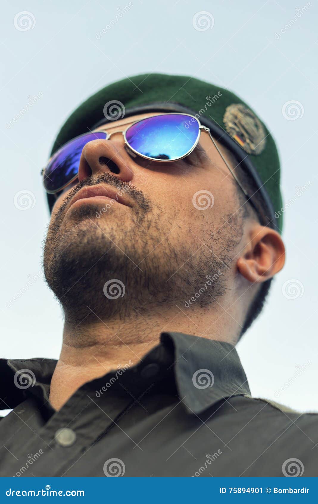 European Officer in a Green Beret Stock Image - Image of headdress ...