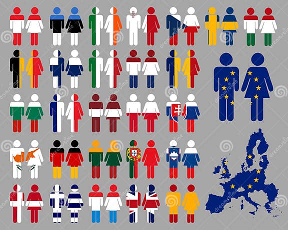 European people and flags stock vector. Illustration of germany - 15887964