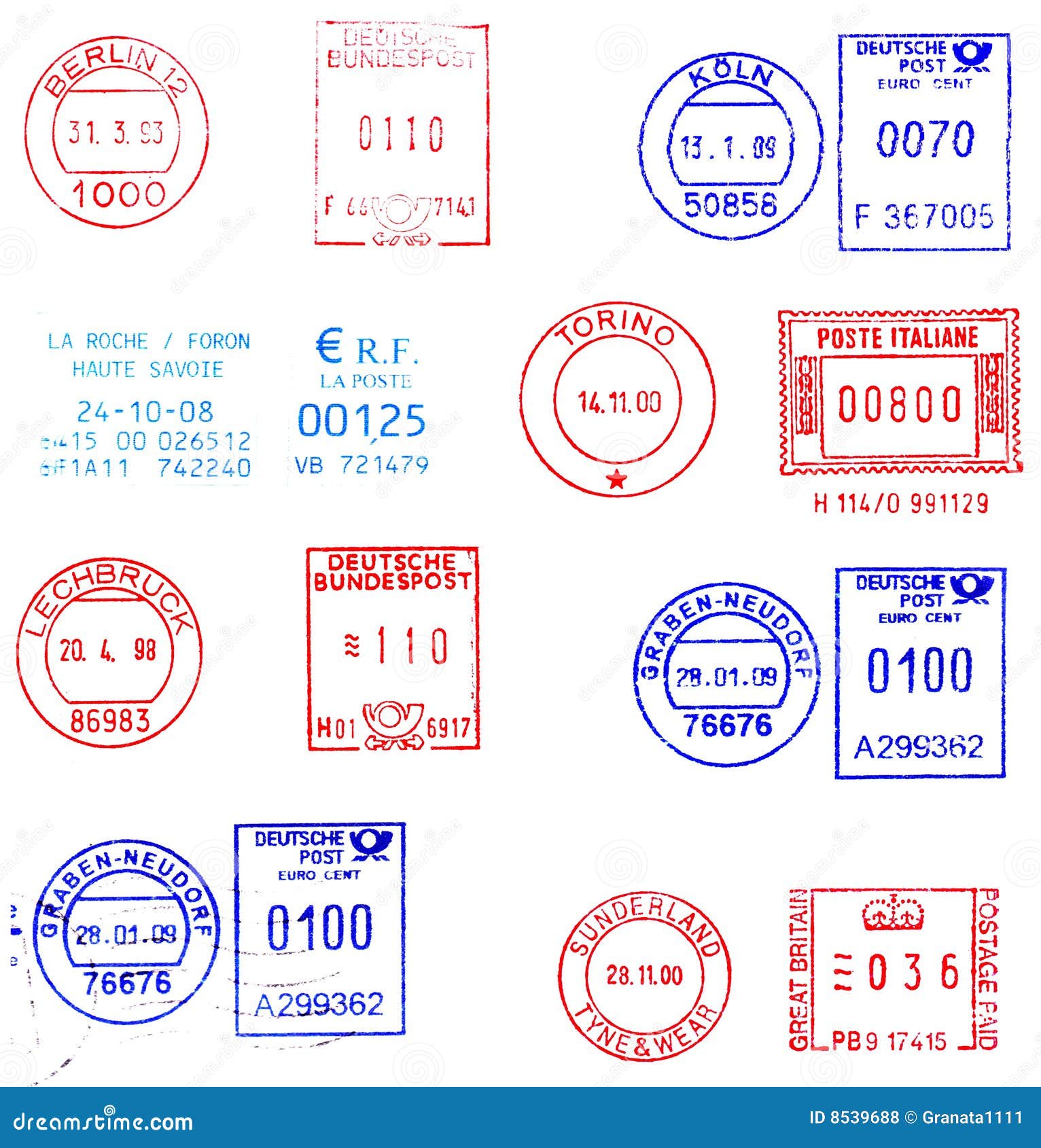 European Postmarks Background Stock Illustration - Illustration of ...