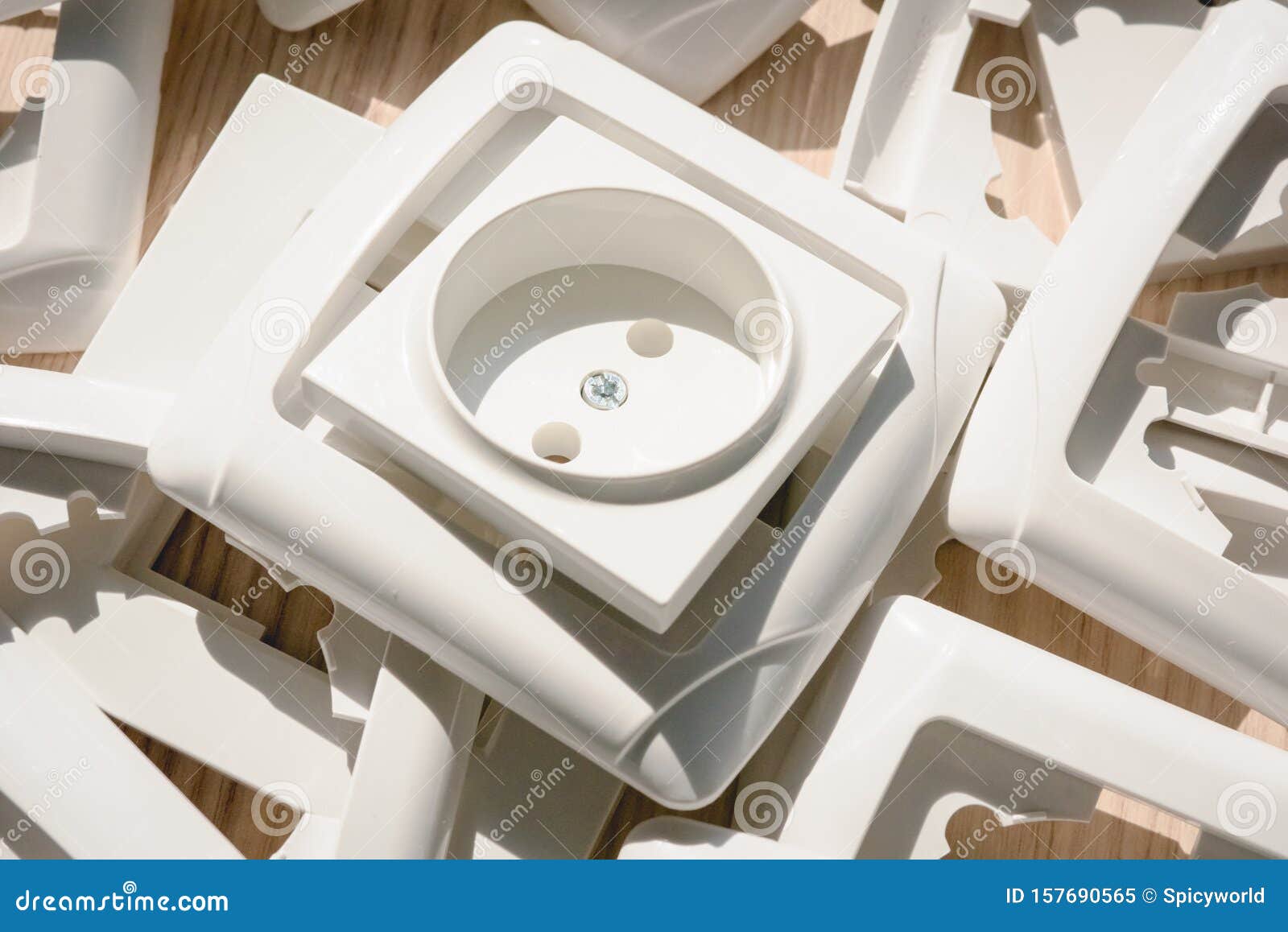 European Power Socket and the Stack of Socket Frames Stock Image ...