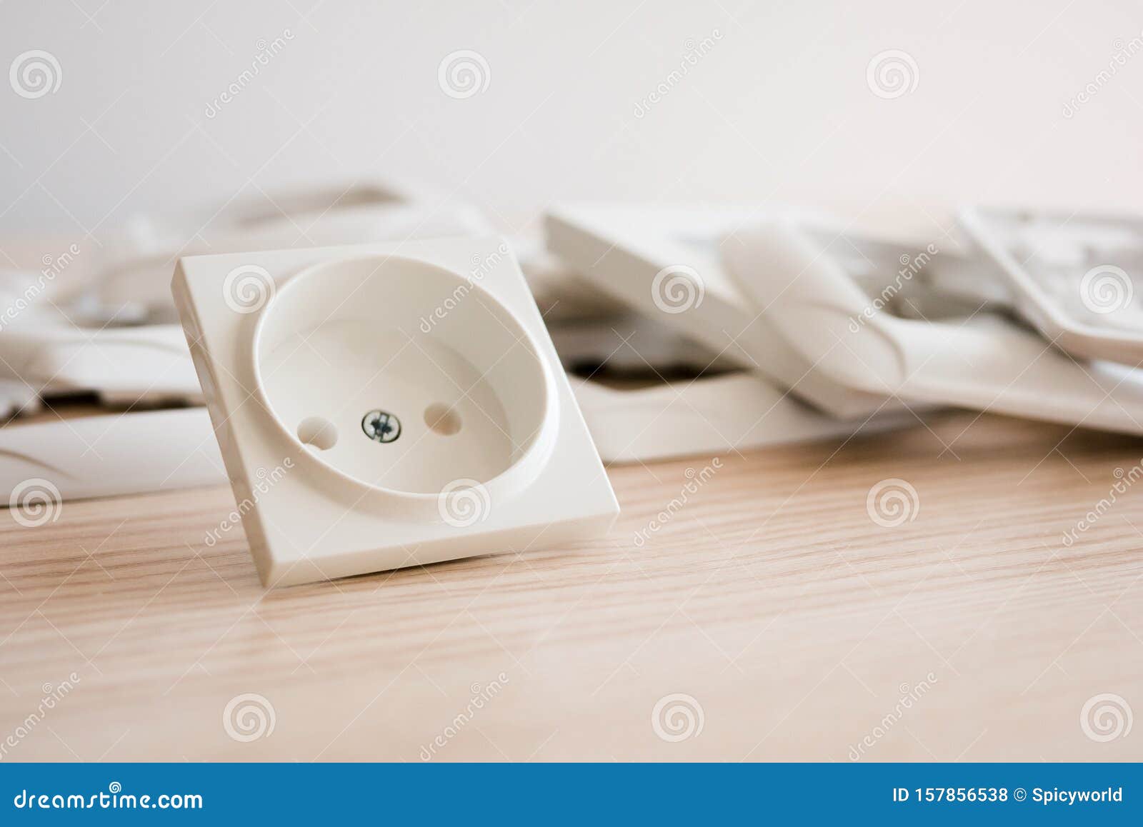 European Power Socket and the Stack of Socket Frames Stock Photo ...