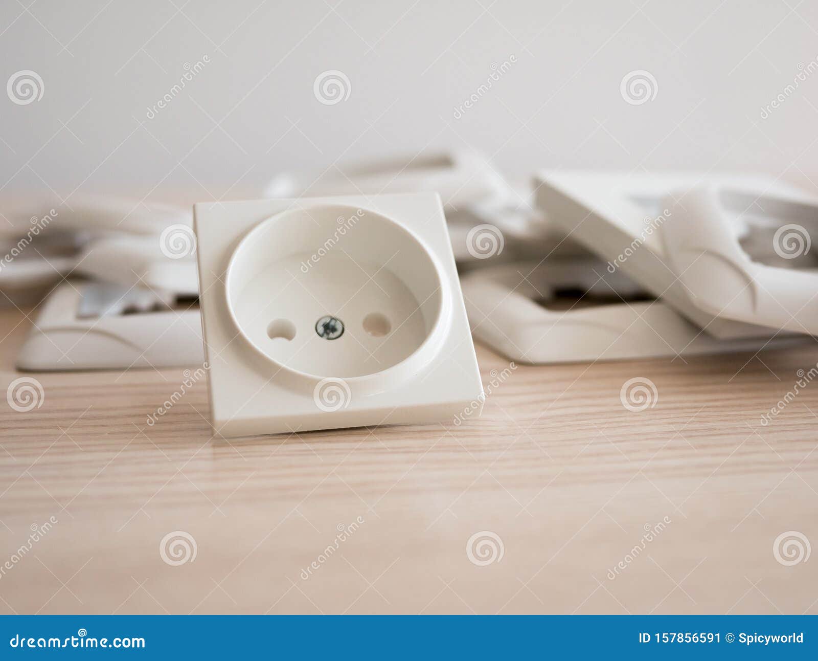 European Power Socket and the Stack of Socket Frames Stock Image ...