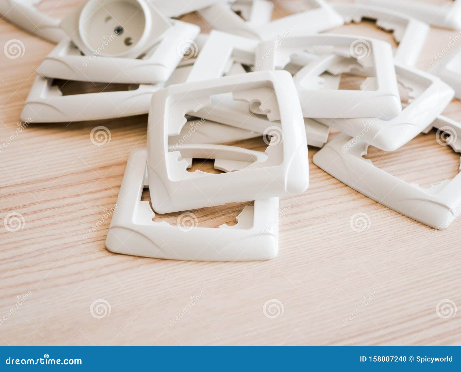 European Power Socket and the Stack of Socket Frames Stock Photo ...