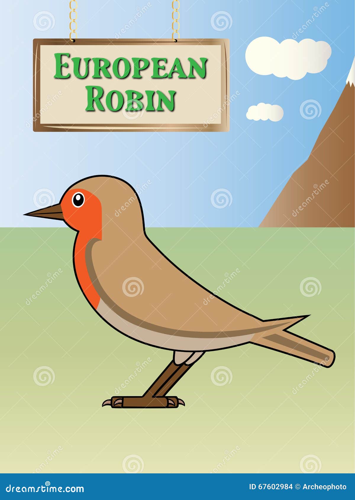 European Robin, Erithacus Rubecula Illustration, Drawing, Engraving ...