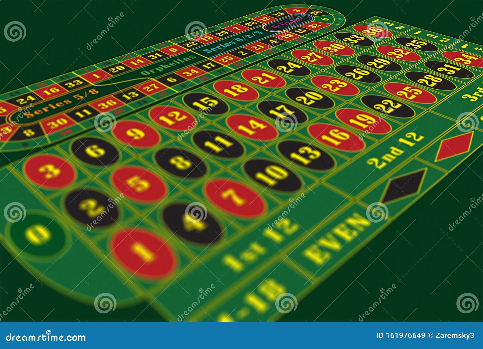 European Roulette Table Perspective Raster Illustration Stock ...