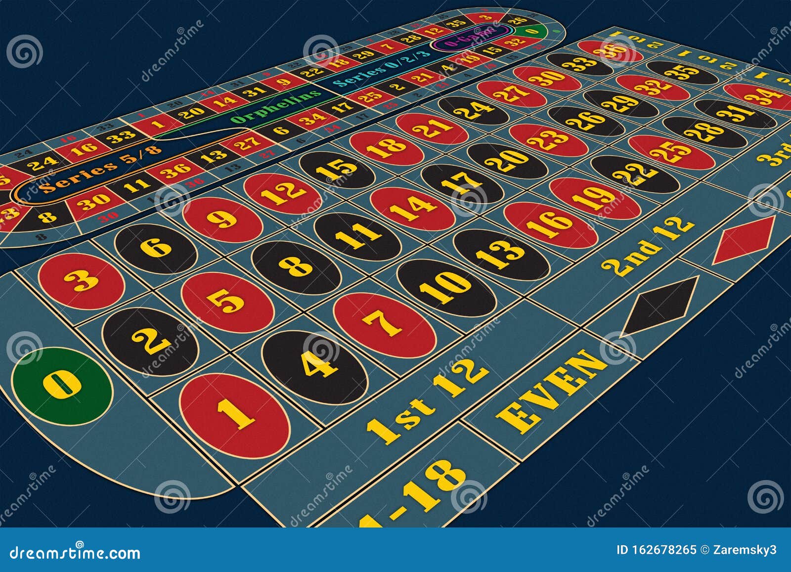 European Roulette Table Perspective Raster Illustration Stock ...